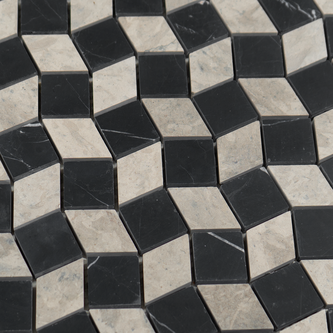 Mosaico Piazza Tala Grey with Nero Marquina Marble Honed Mosaic Tile ...